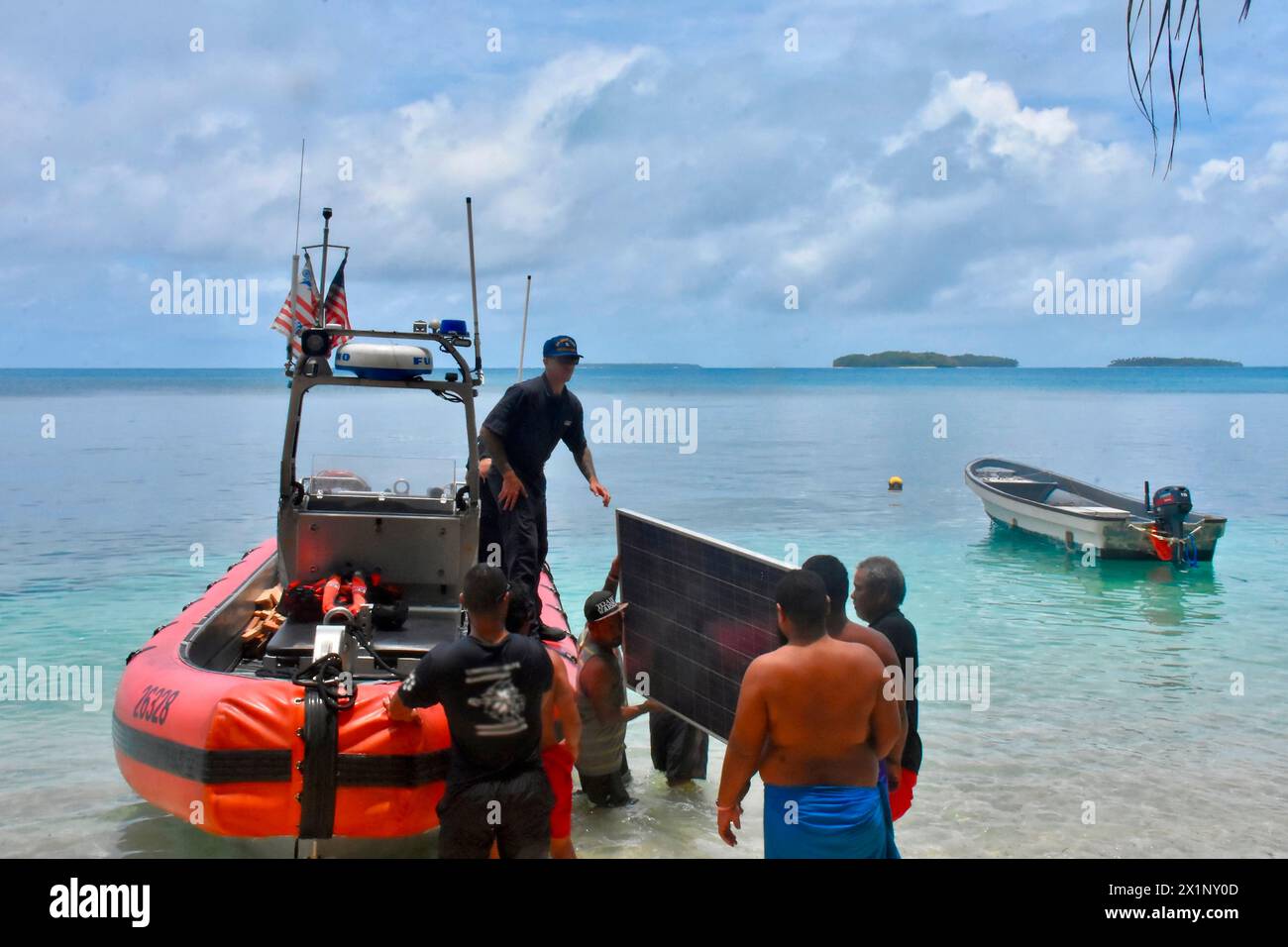 Woleai, Micronesia, Federated States Of. 12 April, 2024. The crew of ...