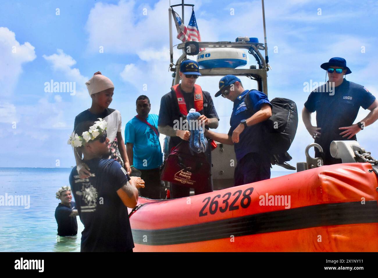 Woleai, Micronesia, Federated States Of. 12 April, 2024. The crew of ...
