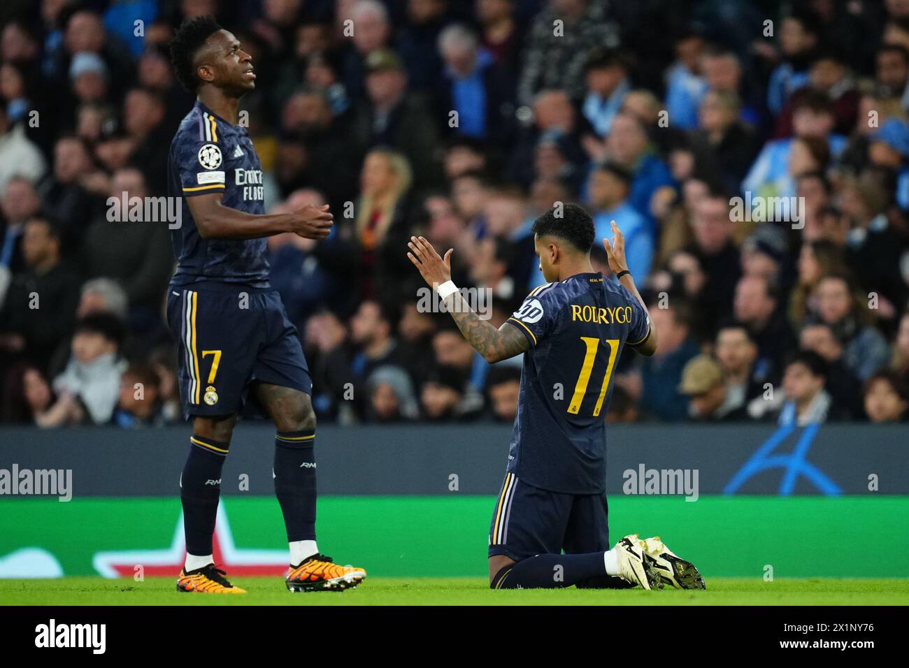 Manchester, UK. 17th Apr, 2024. Rodrygo Goes of Real Madrid celebrates ...