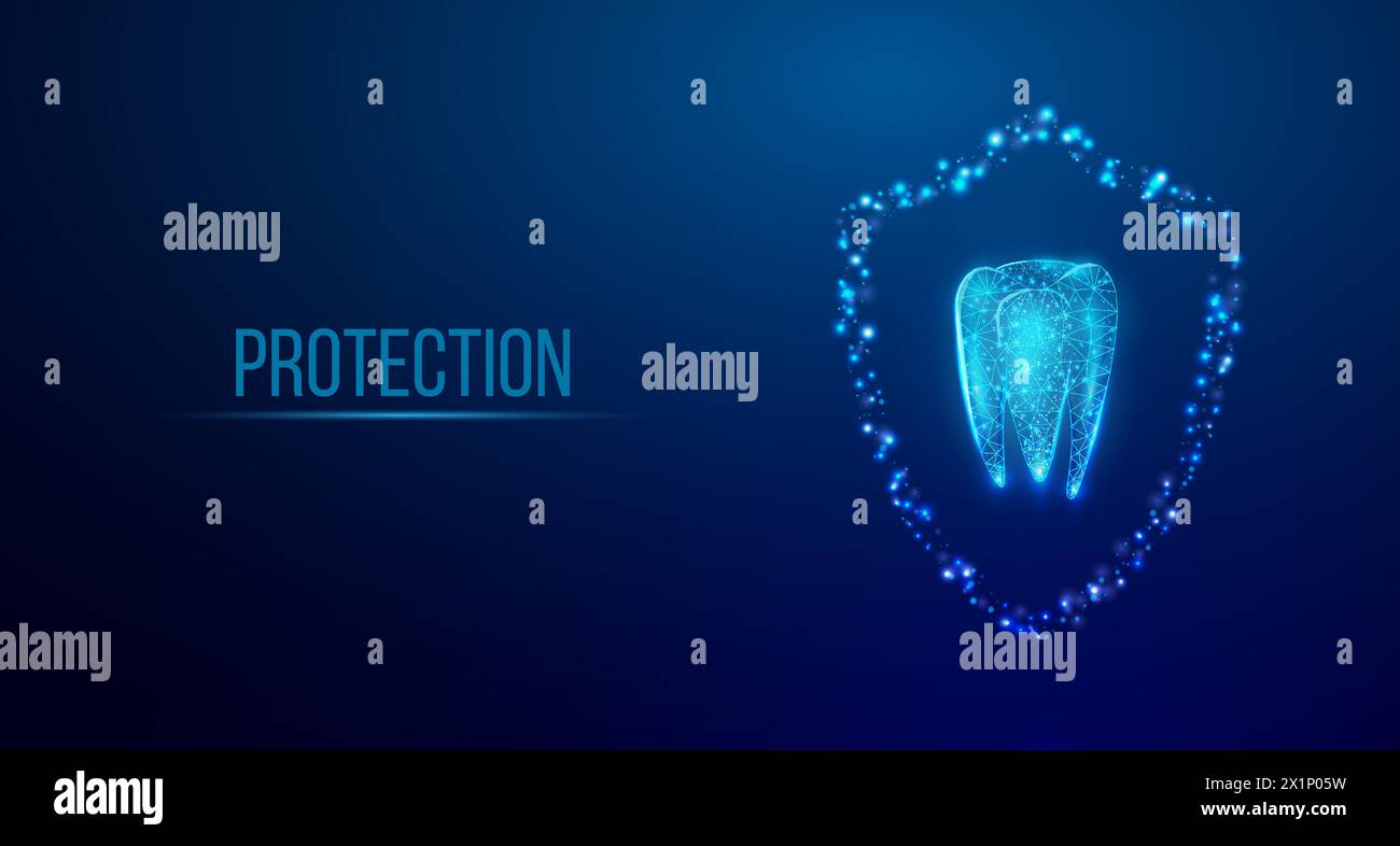 Tooth. Abstract wireframe low poly style banner. Dentistry services ...