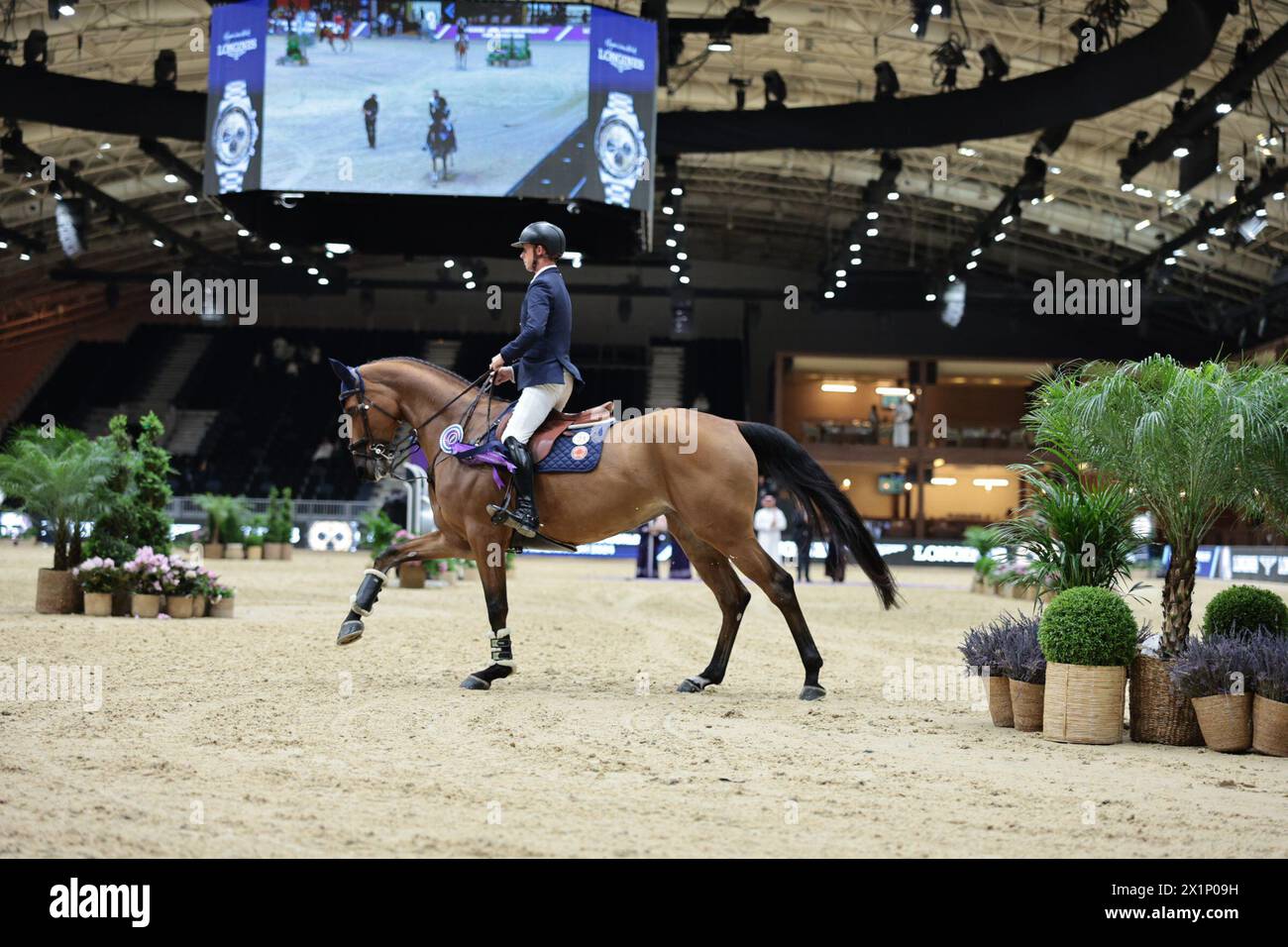 Ben Maher of Great Britain with Dallas Vegas Batilly finishing sixth of the Longines FEI Jumping ...