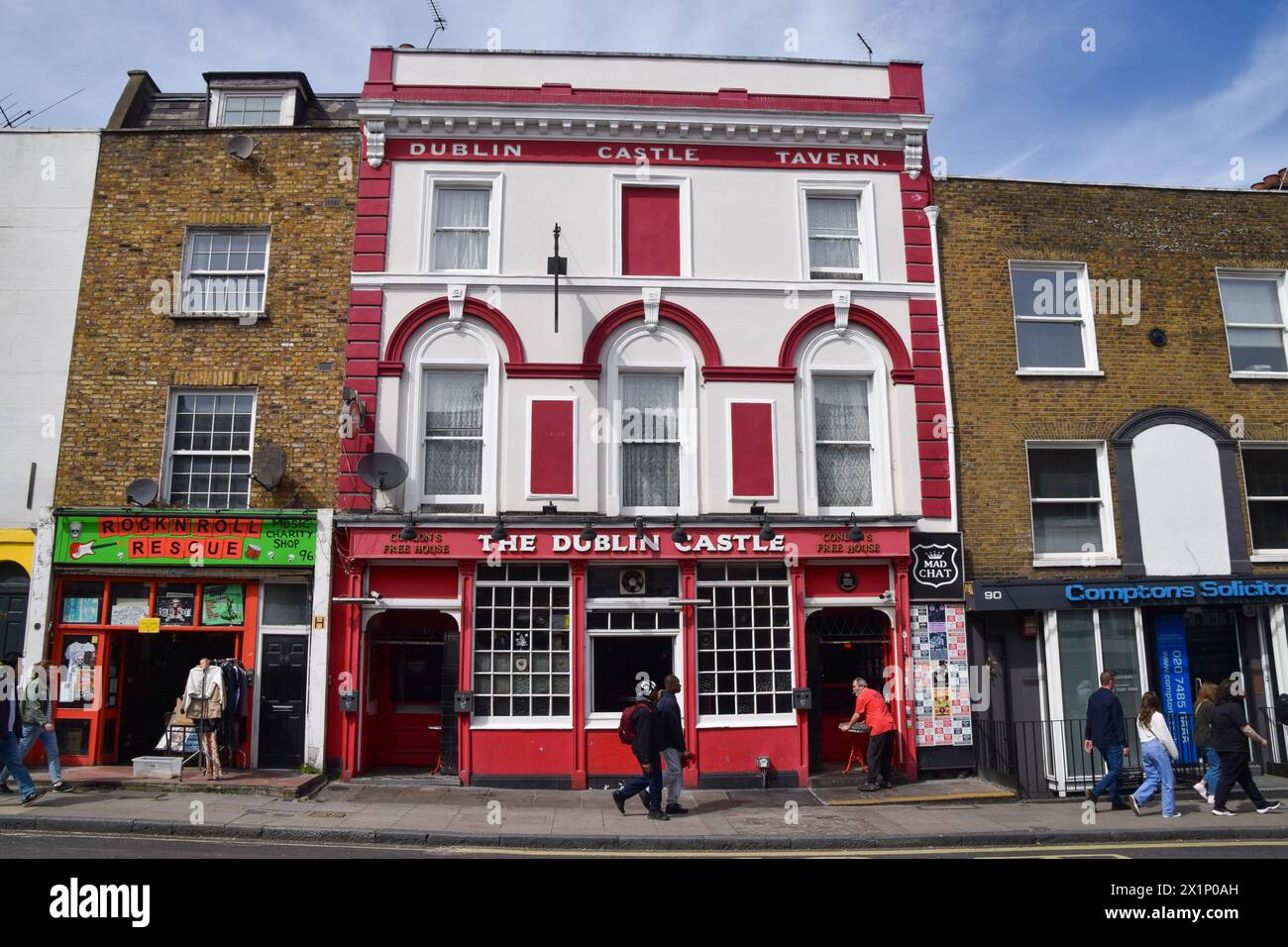 London, UK. 14th April 2024. Exterior view of the Dublin Castle live music venue in Camden ...
