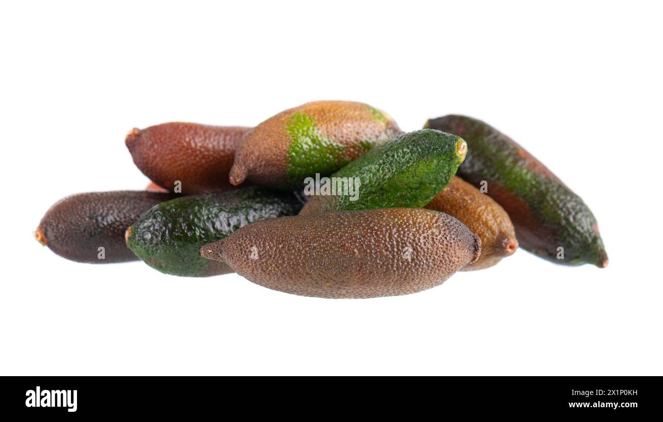 Fresh finger limes isolated on white background. Caviar lime. Fruits ...