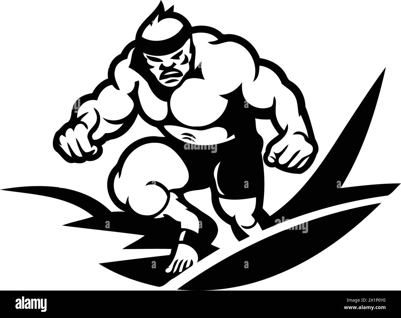Mascot illustration of a superhero running with his arms crossed viewed ...