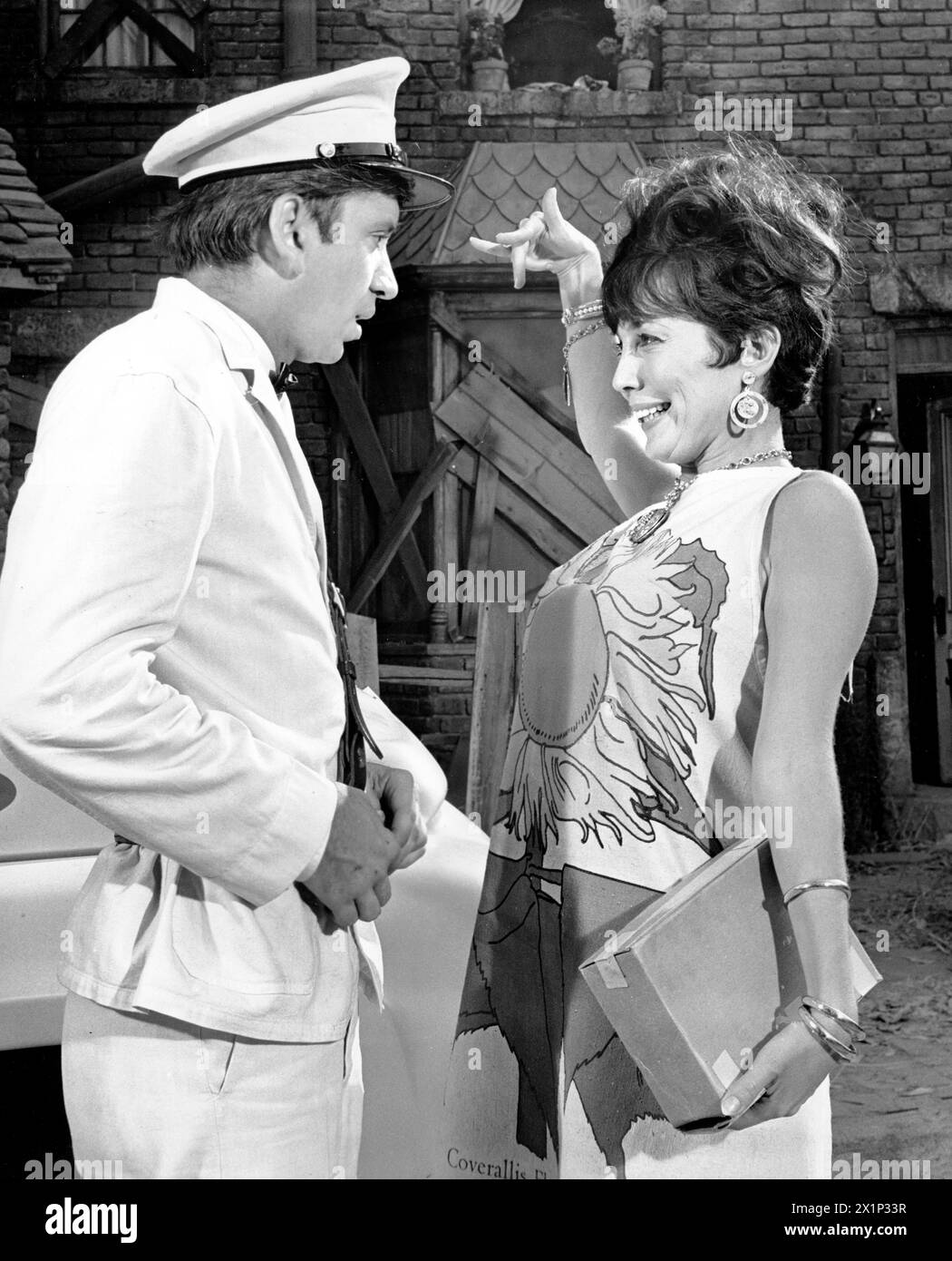 Bob Denver, Jackie Joseph, on-set of the film, "Who's Minding The Mint?", Columbia Pictures ...