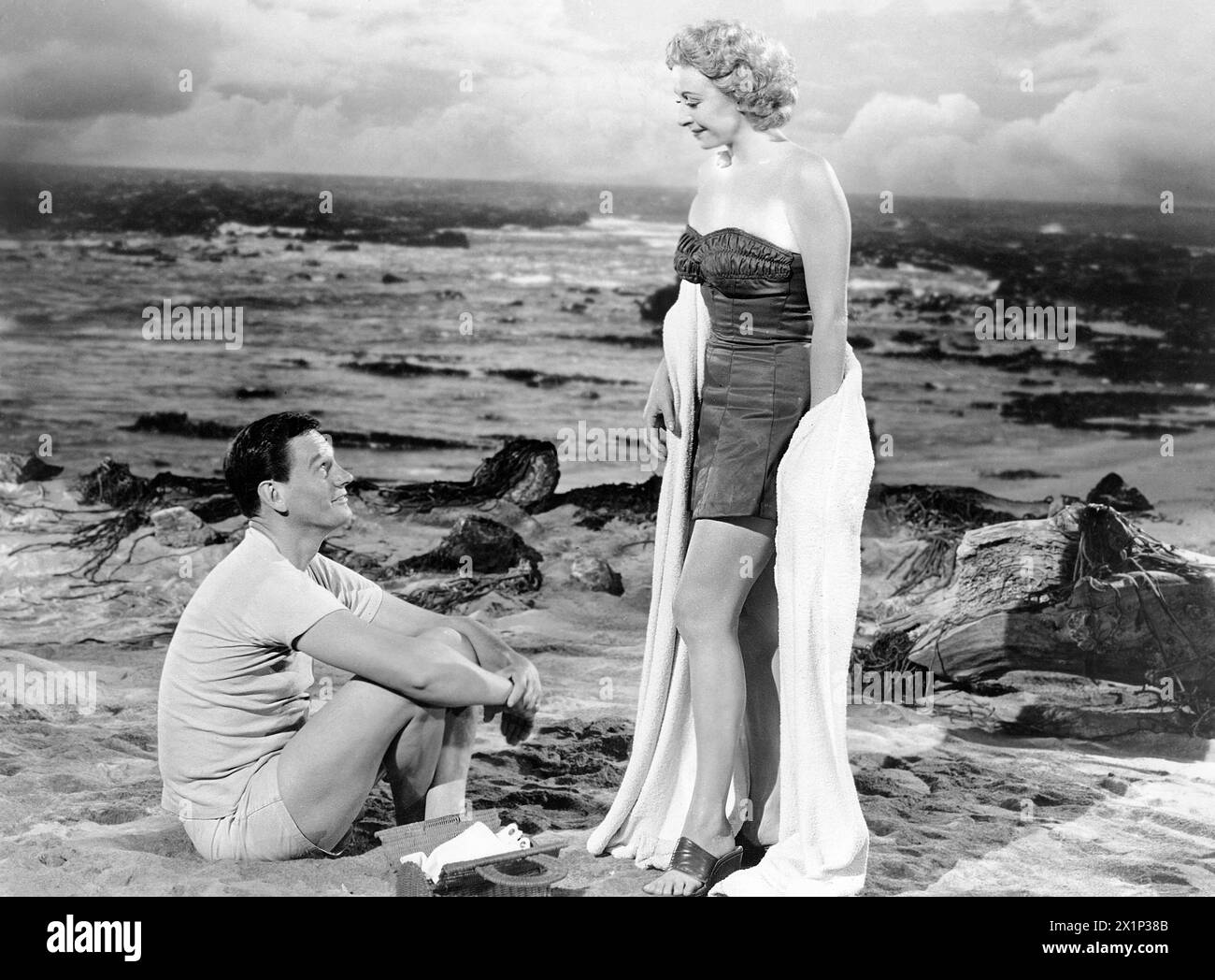 Wendell Corey, Vera Ralston, on-set of the film, "The Wild Blue Yonder ...