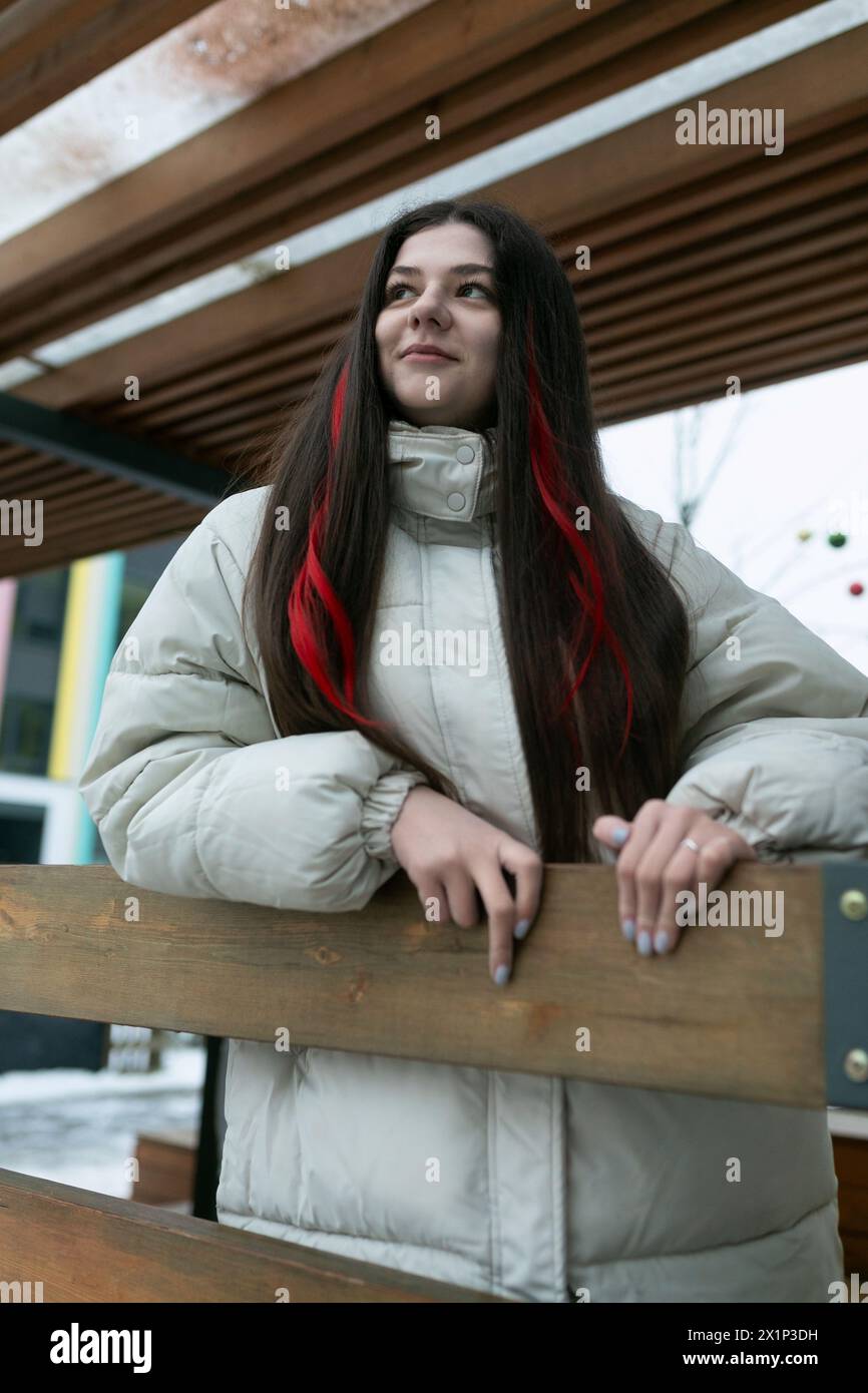 Contemplative woman long flowing hair hi-res stock photography and ...