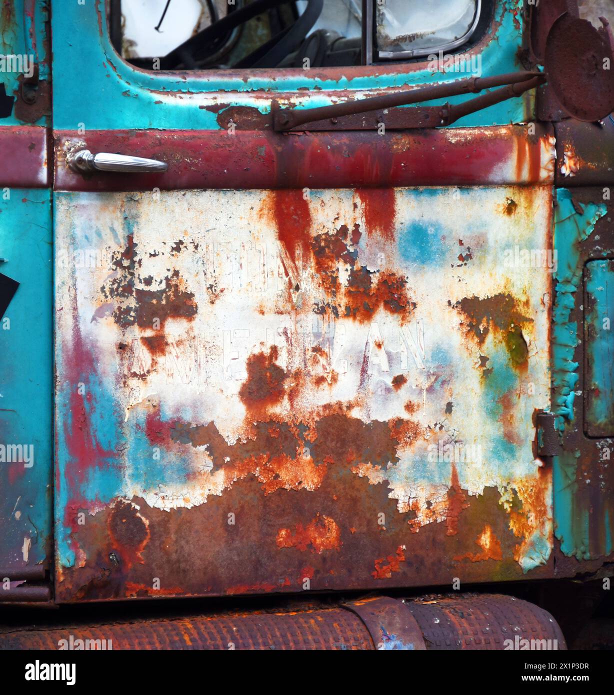 Background image is a rusty truck door complete with chrome door handle ...