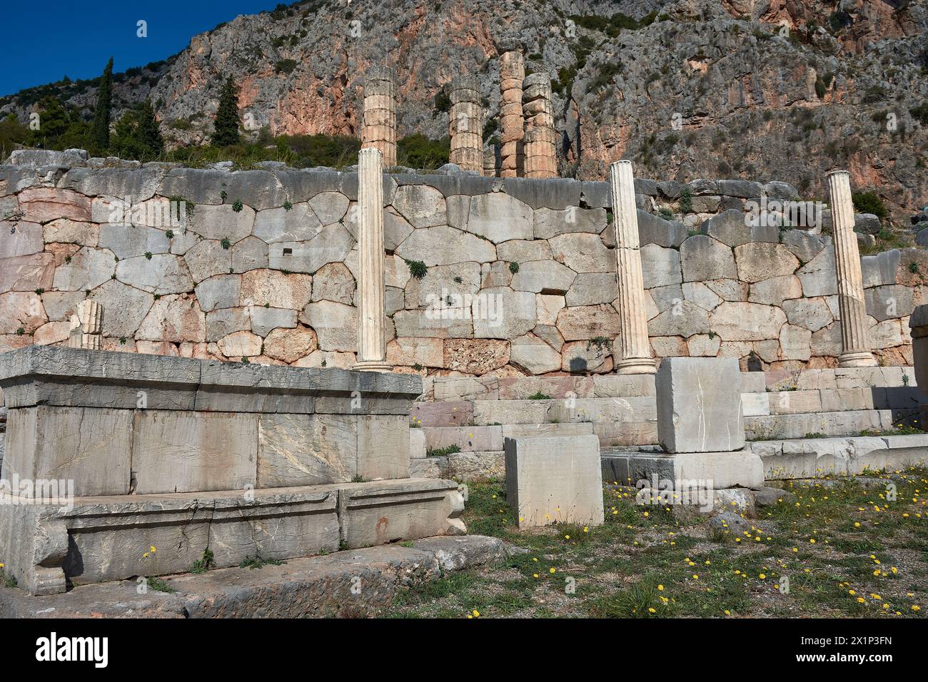 Temple of Apollo at Delphi, an archaeological site in Greece, on Mount ...