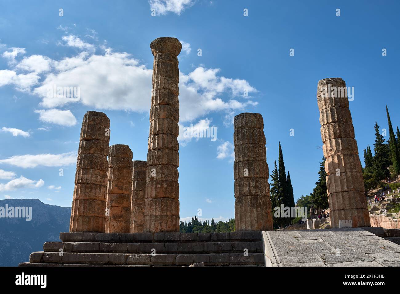 Temple of Apollo at Delphi, an archaeological site in Greece, on Mount ...