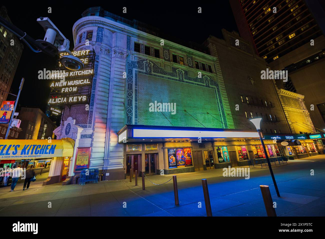 Beautiful night view of the Shubert Theater on Broadway showcasing the ...