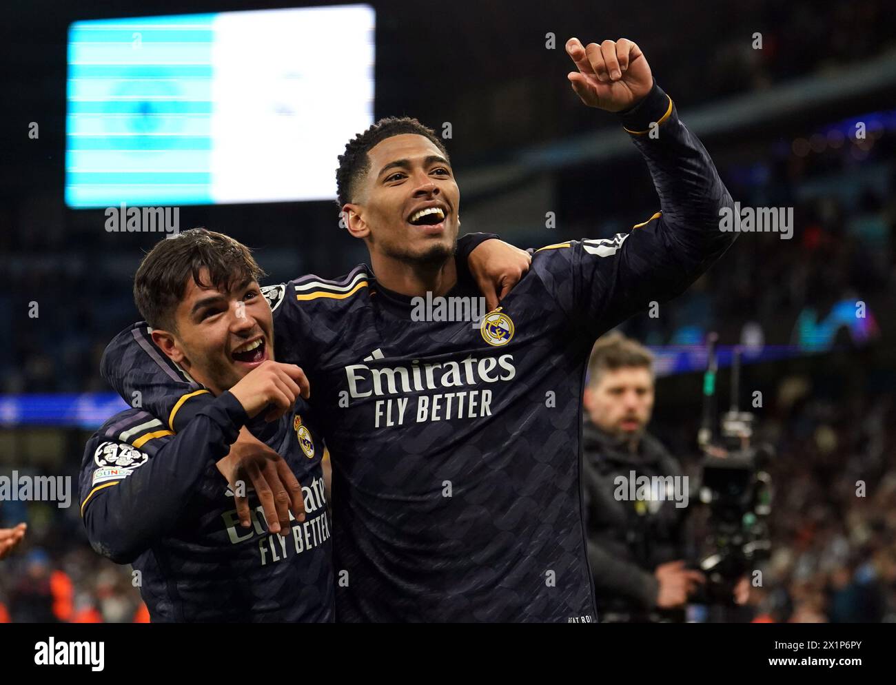 Real Madrid's Jude Bellingham celebrates victory following the UEFA ...