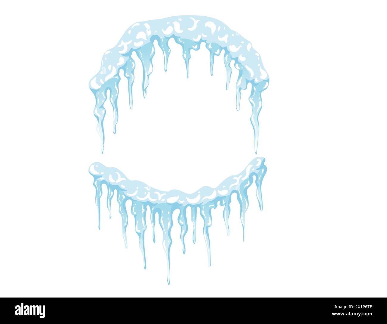 Blue and white Icicles spiked sharp ice vector illustration isolated on ...
