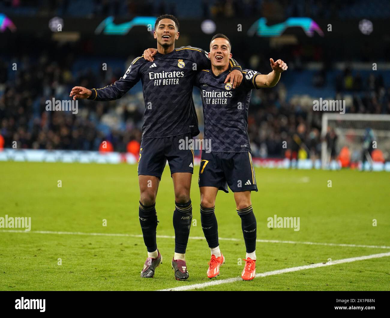 Real Madrid's Jude Bellingham and Vazquez Lucas celebrate following the ...
