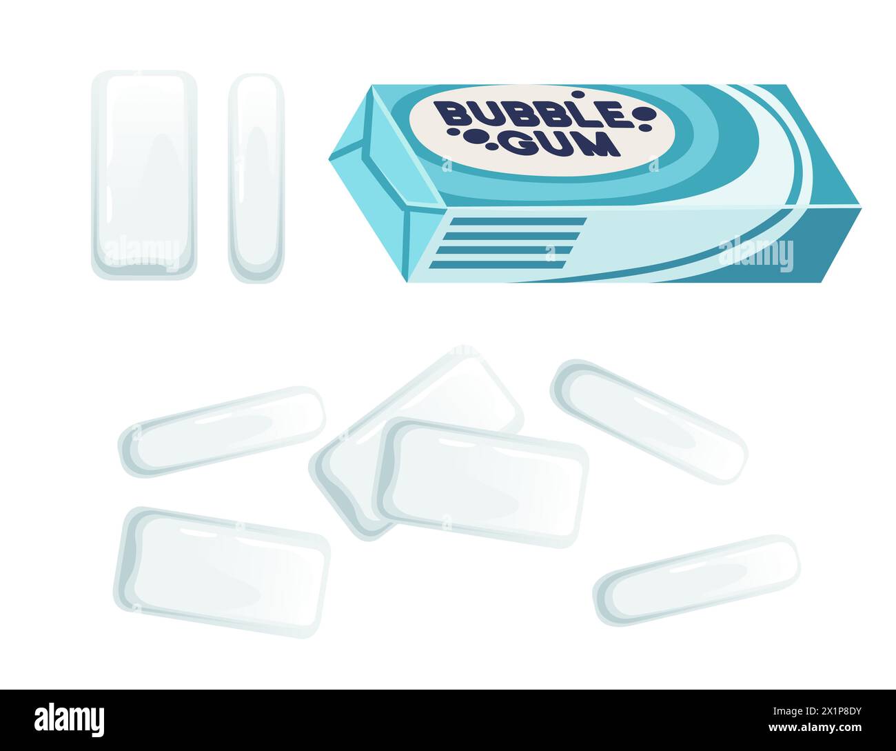 White mint chewing bubble gum in package vector illustration isolated ...