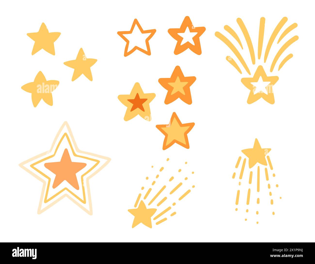 Set of different golden stars vector illustration isolated on white ...