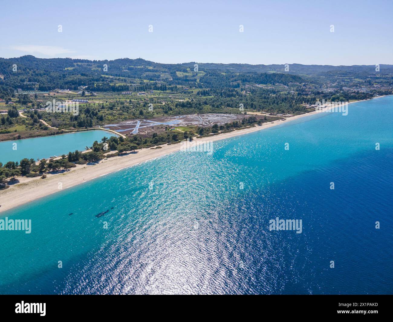 Amazing view of Kassandra coastline near Lagoon Beach, Chalkidiki ...