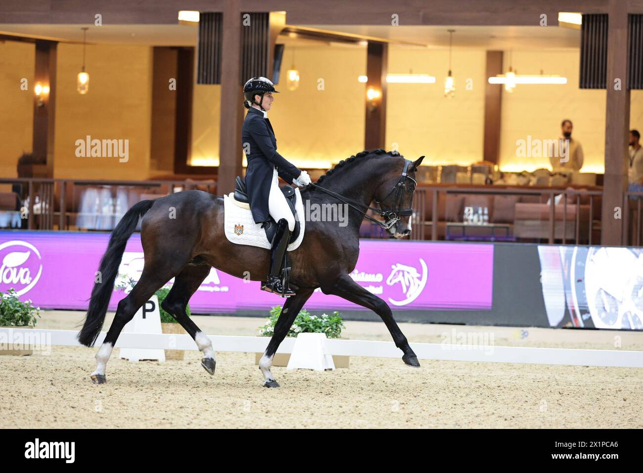Alisa Glinka of Moldova with Abercrombie during the Dressage Grand Prix ...