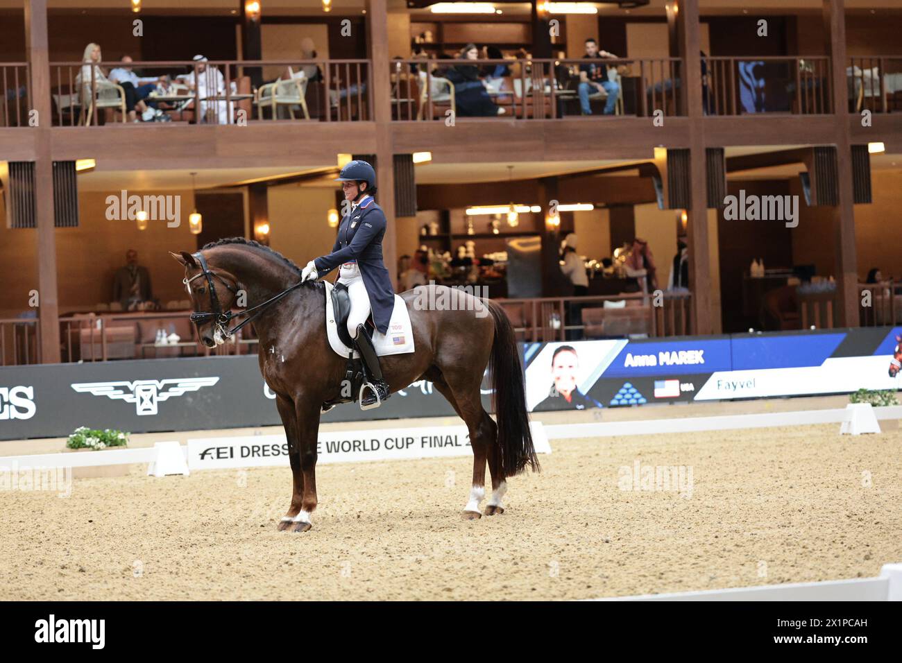 Anna Marek of the United States with Fayvel during the Dressage Grand ...