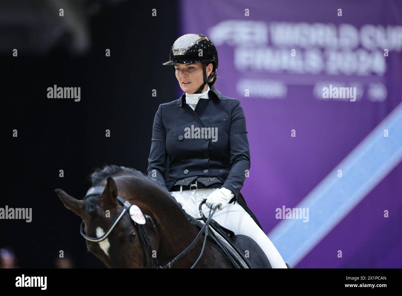 Alisa Glinka of Moldova with Abercrombie during the Dressage Grand Prix ...