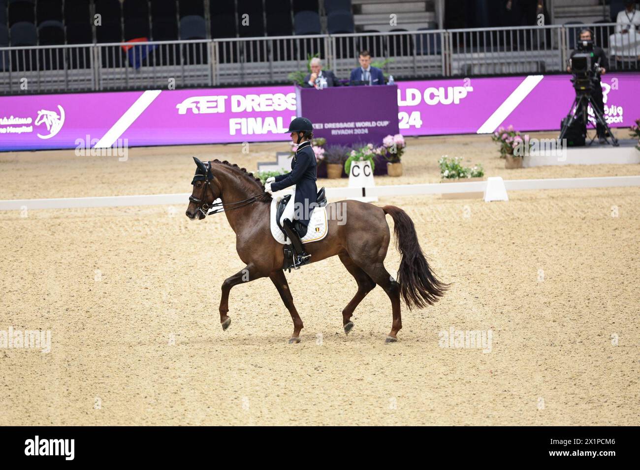 Larissa Pauluis of Belgium with First- Step Valentin during the Dressage Grand Prix at the FEI ...