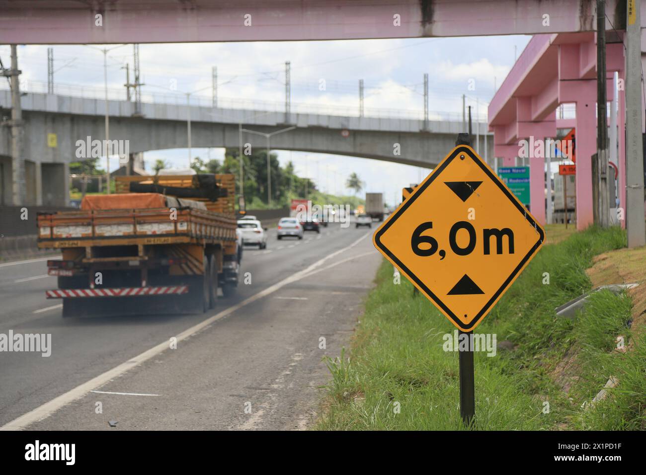 salvador, bahia, brazil - march 19, 2024: traffic signs indicate a ...