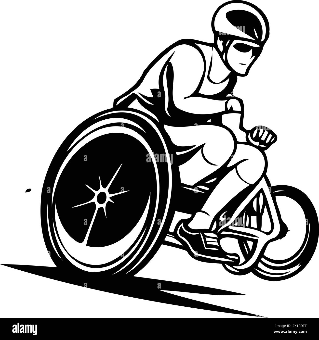 Wheelchair racing. Vector illustration of a disabled man riding a ...