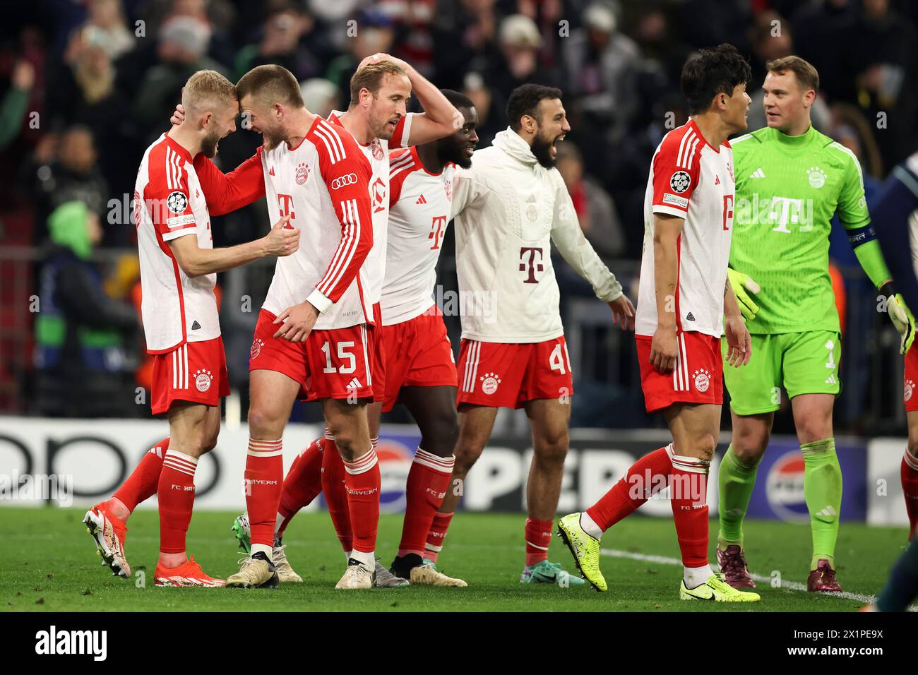 MUNICH, GERMANY - APRIL 17: Eric Dier of Bayern Muenchen and Konrad ...
