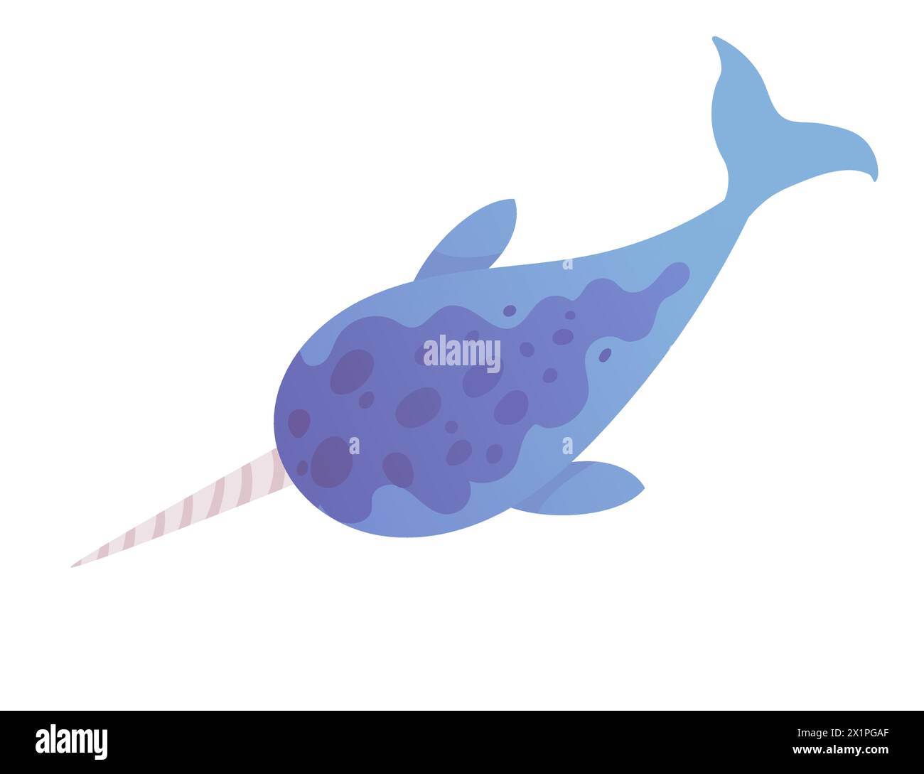 Cute narwhal mammal arctic animal with horn cartoon animal design ...