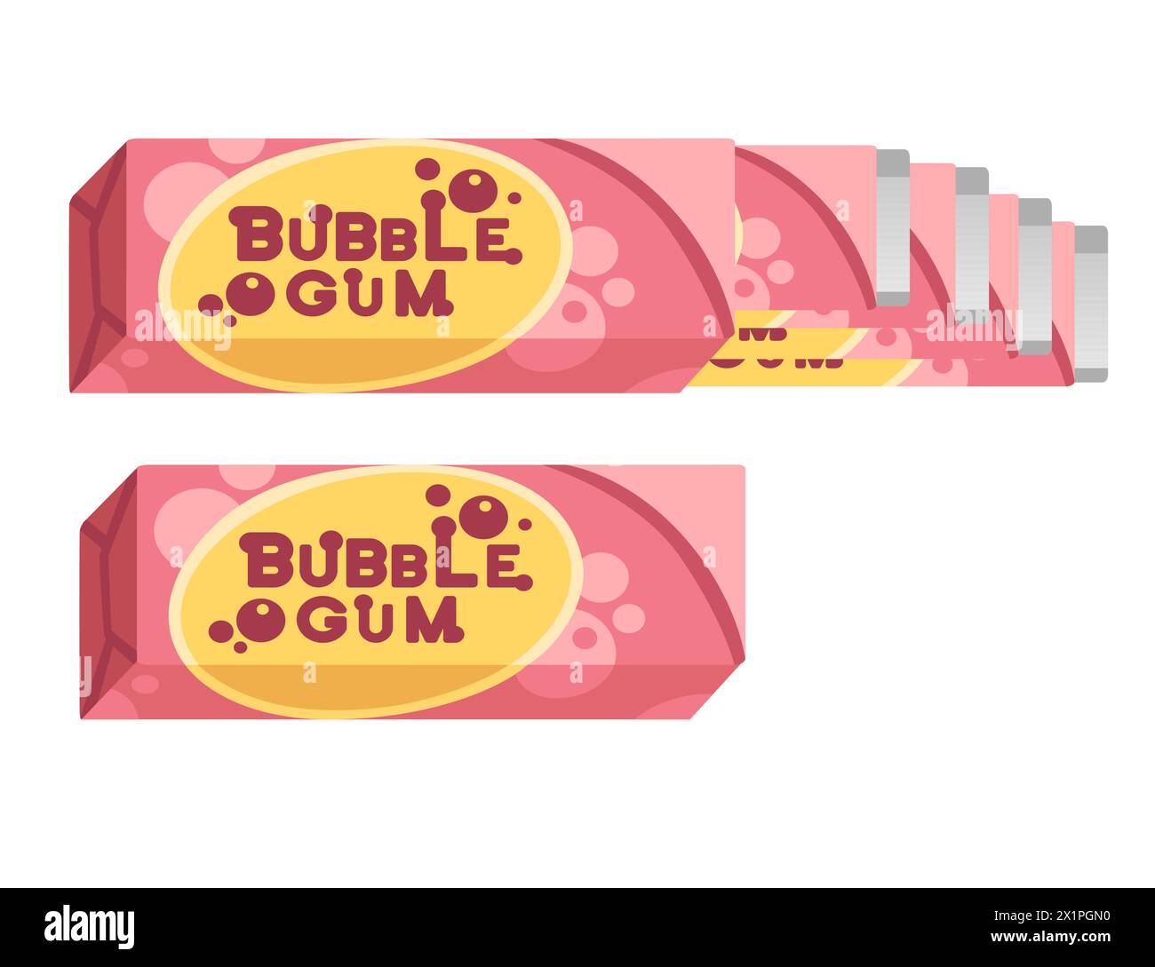 Pink sweet chewing bubble gum in package vector illustration isolated ...