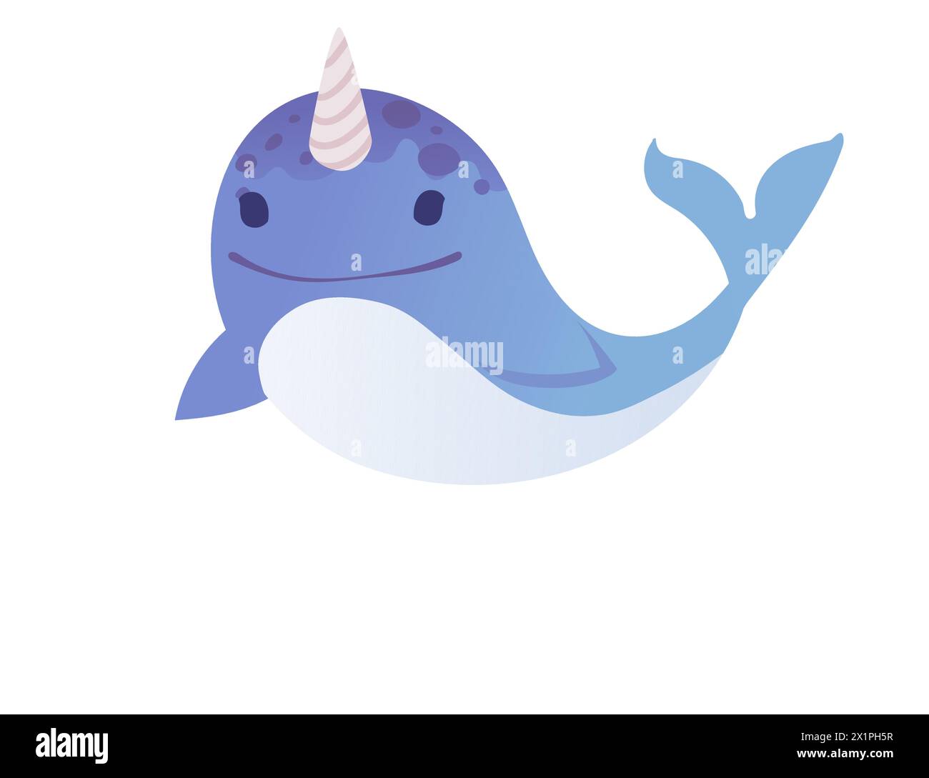 Cute narwhal mammal arctic animal with horn cartoon animal design ...