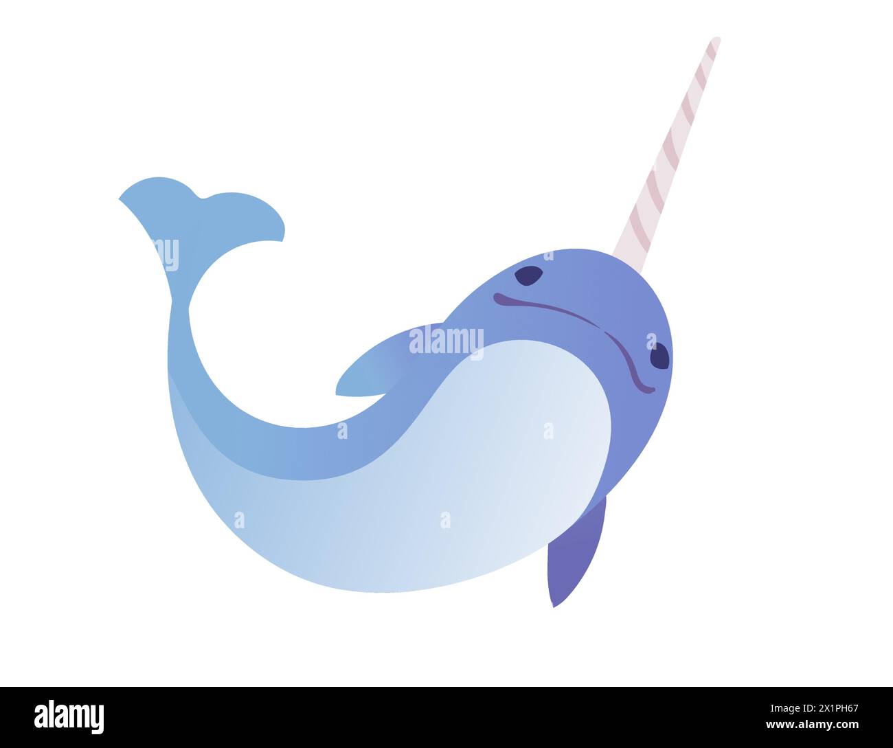 Cute narwhal mammal arctic animal with horn cartoon animal design ...