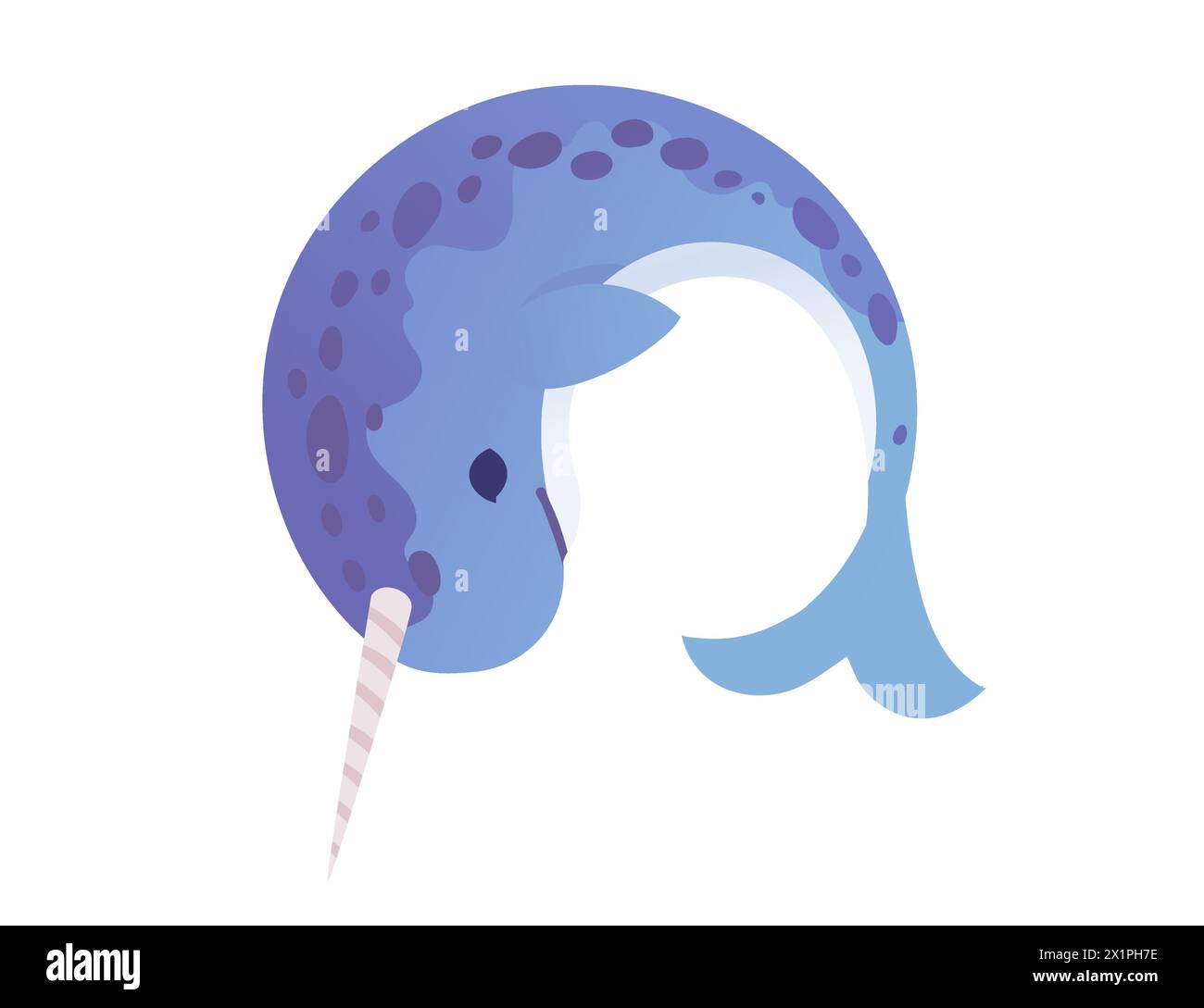 Cute narwhal mammal arctic animal with horn cartoon animal design ...