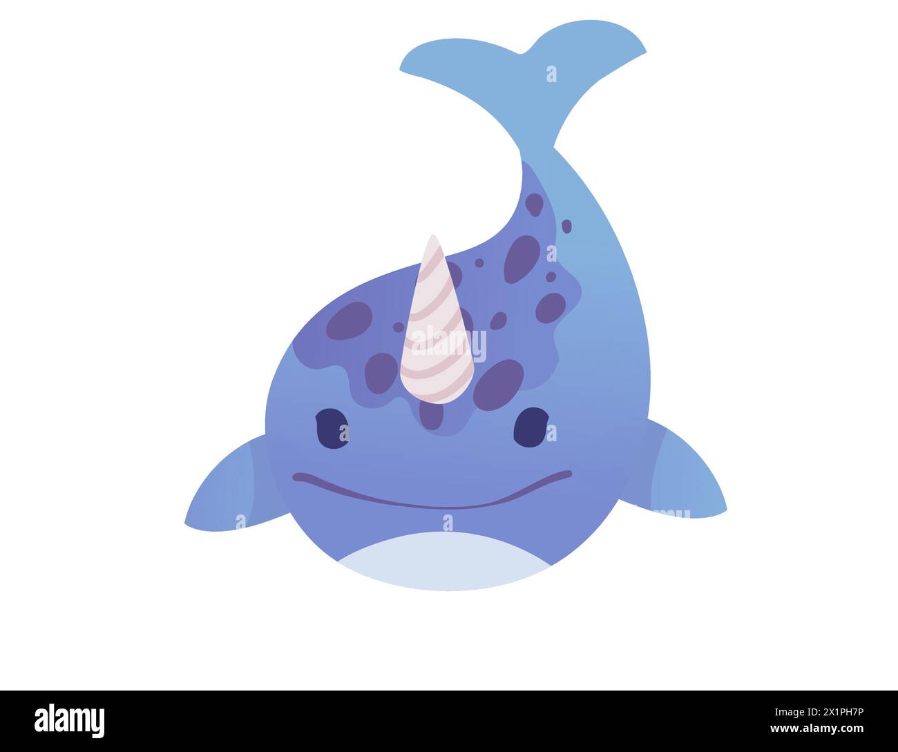 Cute narwhal mammal arctic animal with horn cartoon animal design ...