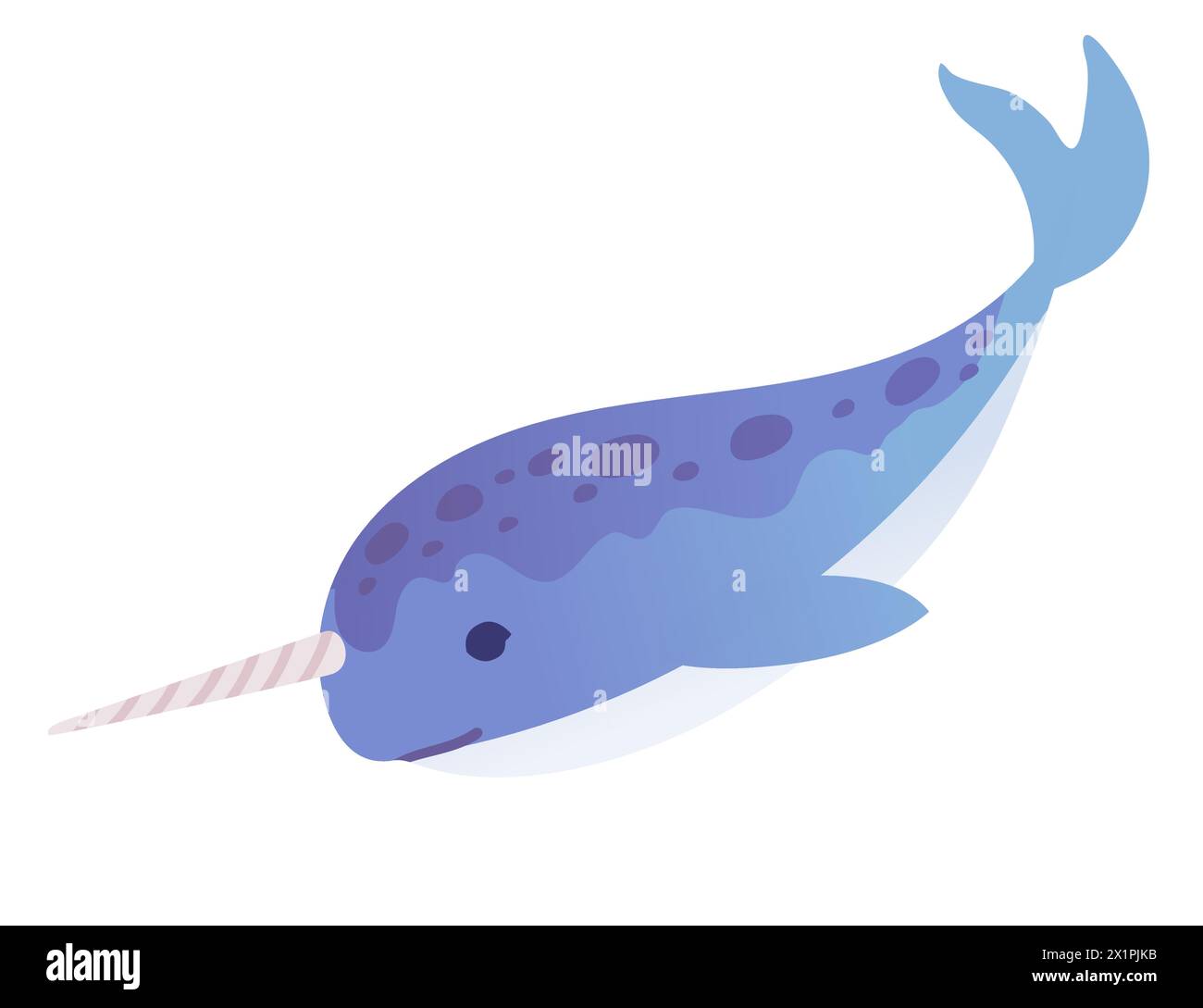 Cute narwhal mammal arctic animal with horn cartoon animal design ...
