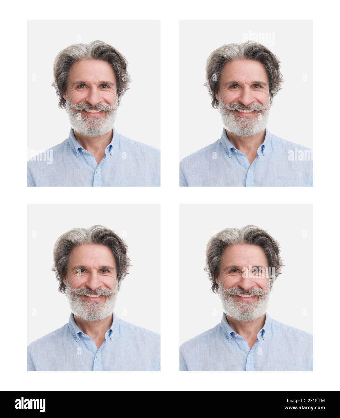 Passport photo, collage. Man on white background, set of photos Stock ...