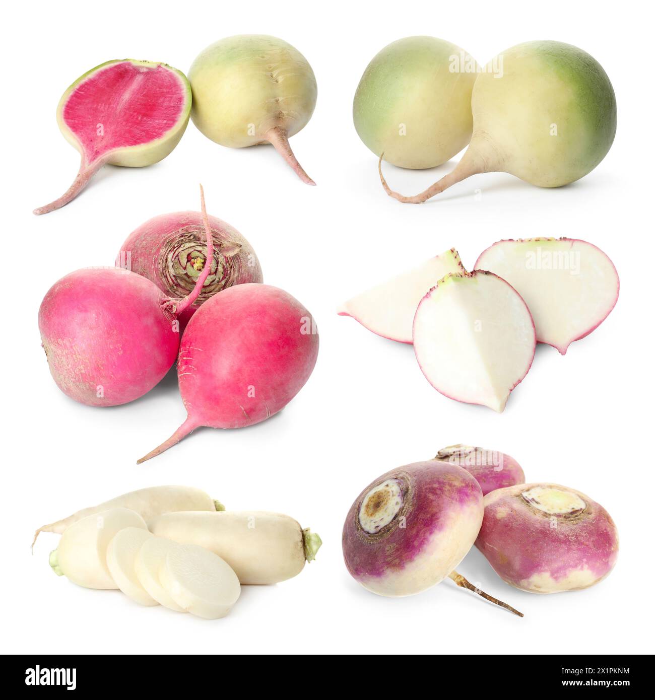 Different ripe turnips isolated on white, set Stock Photo - Alamy