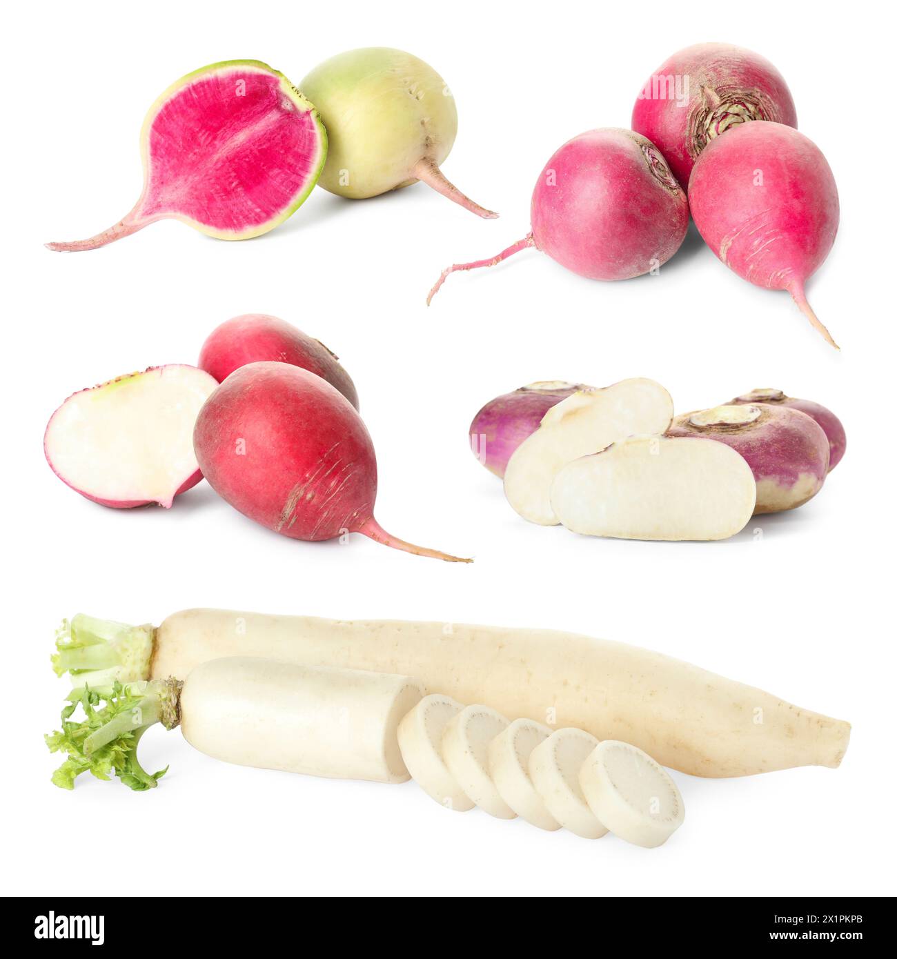 Different ripe turnips isolated on white, set Stock Photo - Alamy