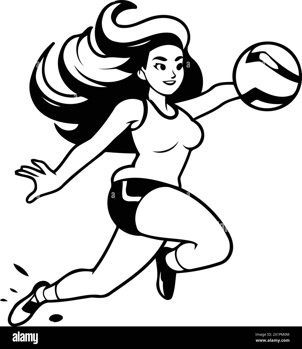 Volleyball Girl Player With Ball Vector Illustration In Cartoon Style Stock Vector Image And Art