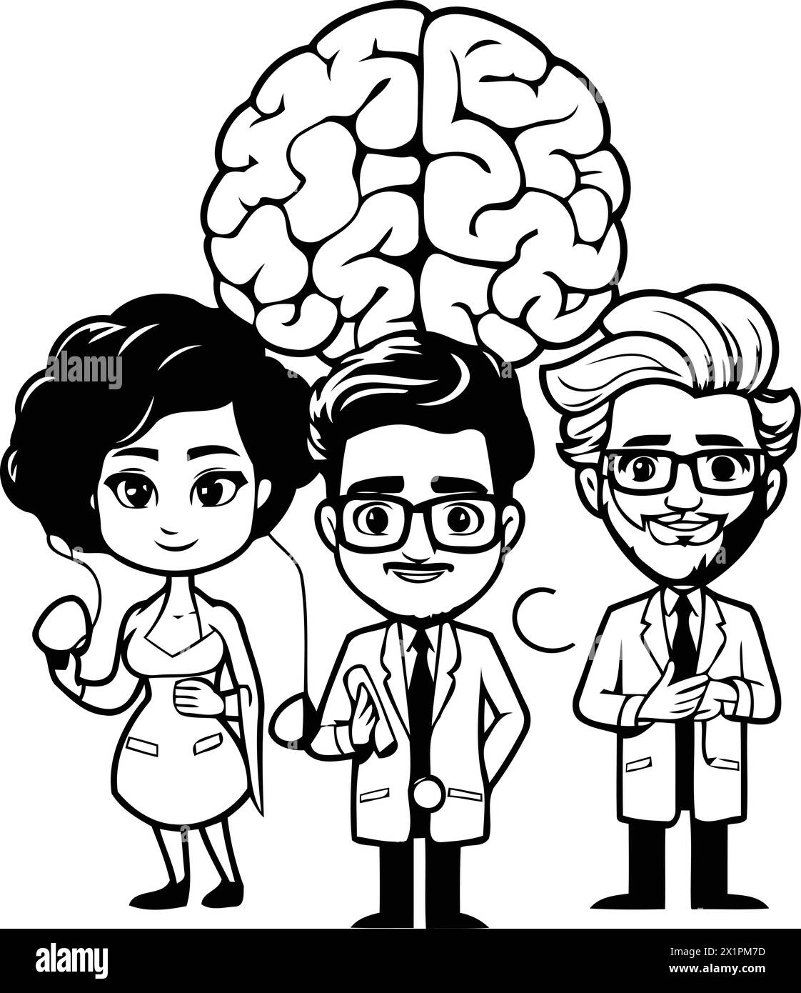 Cartoon brain Black and White Stock Photos & Images - Alamy
