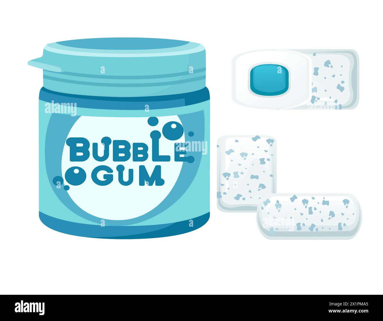 White mint chewing bubble gum with dots in plastic jar vector ...