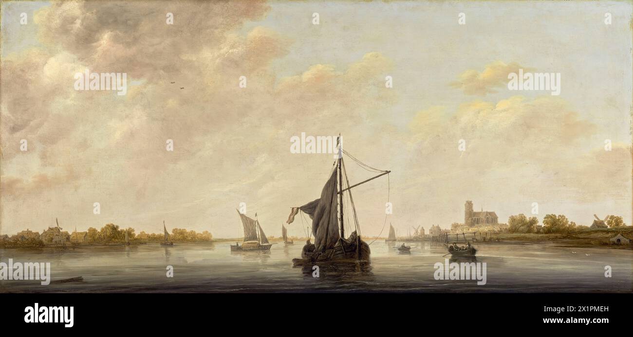Painting of A View of the Maas at Dordrecht by Dutch painter Aelbert ...