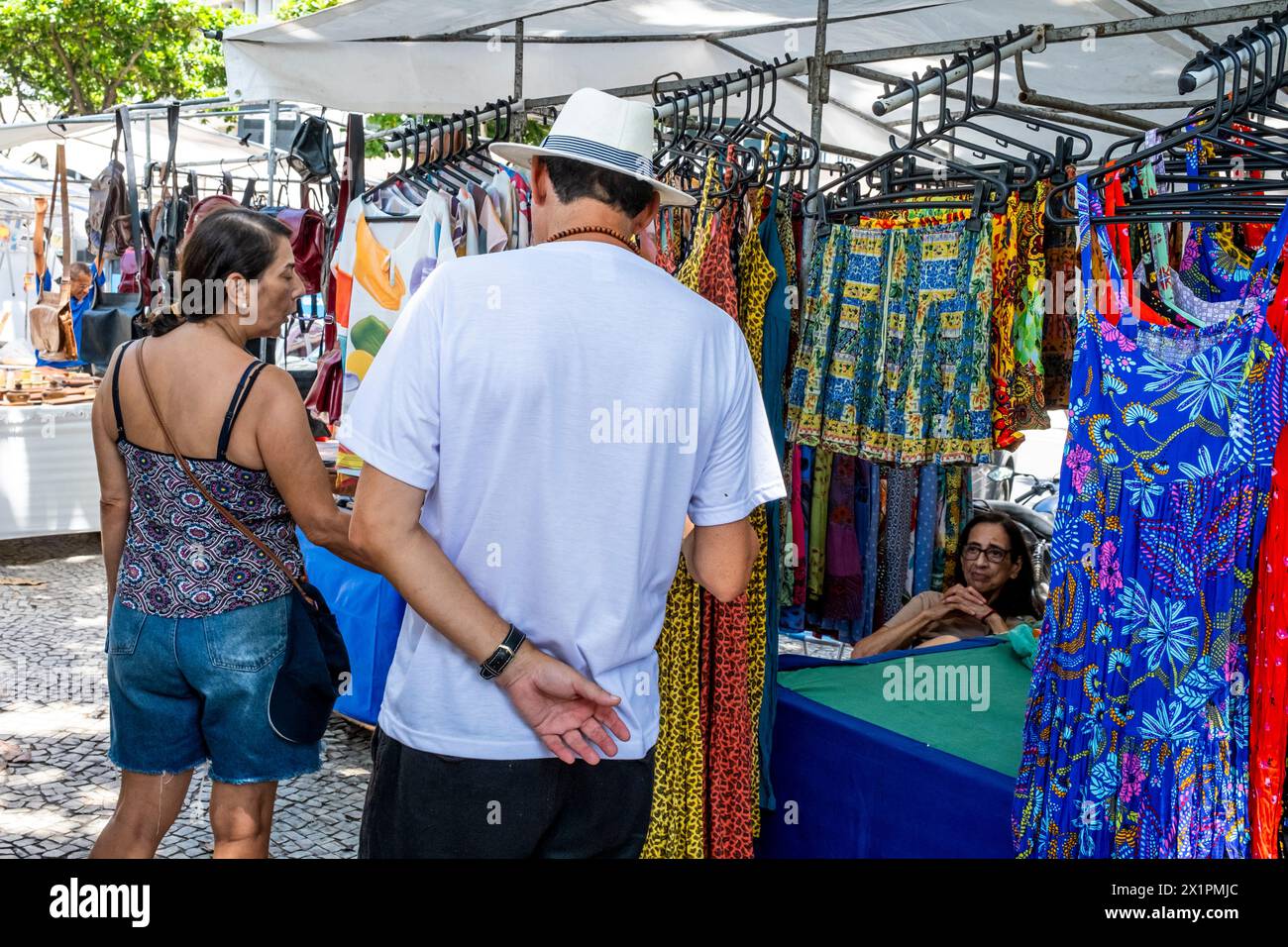 People Choosing/Buying Clothes At The Ipanema Sunday Market (Hippie ...