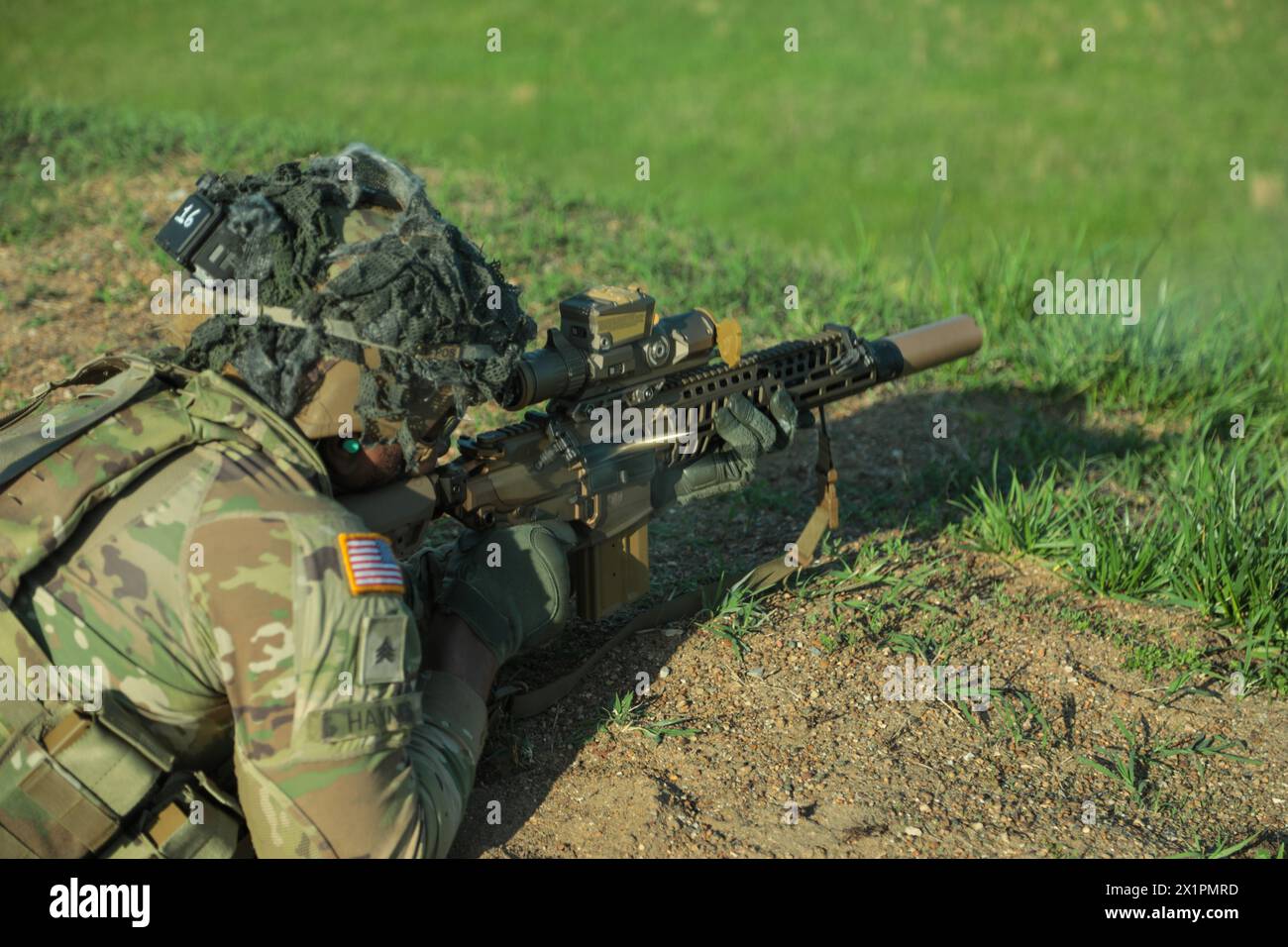 A Soldier from the 101st Airborne Division (Air Assault), fires the XM7 ...