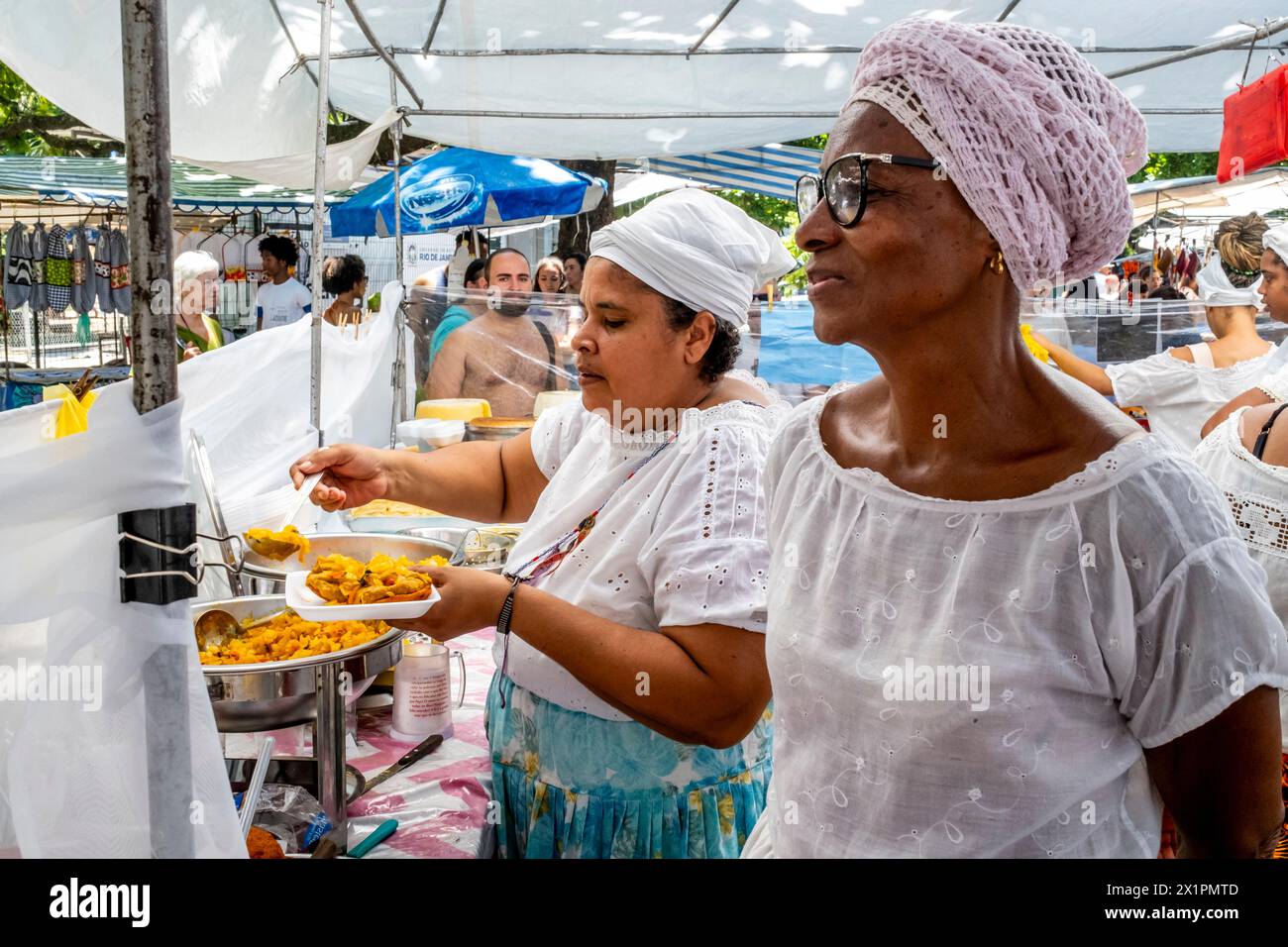 Brasilian Women In Traditional Costume Serve Food At A Cafe At The ...