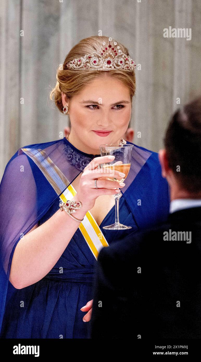 AMSTERDAM 17-04-2024 Princess Amalia at toast before the state banquet ...