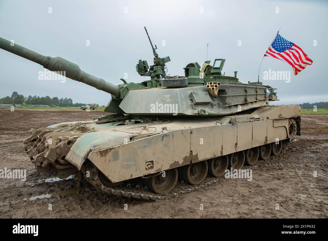 A U.S. Army M1A2 Abrams Tank assigned to 3rd Infantry Division sits in ...