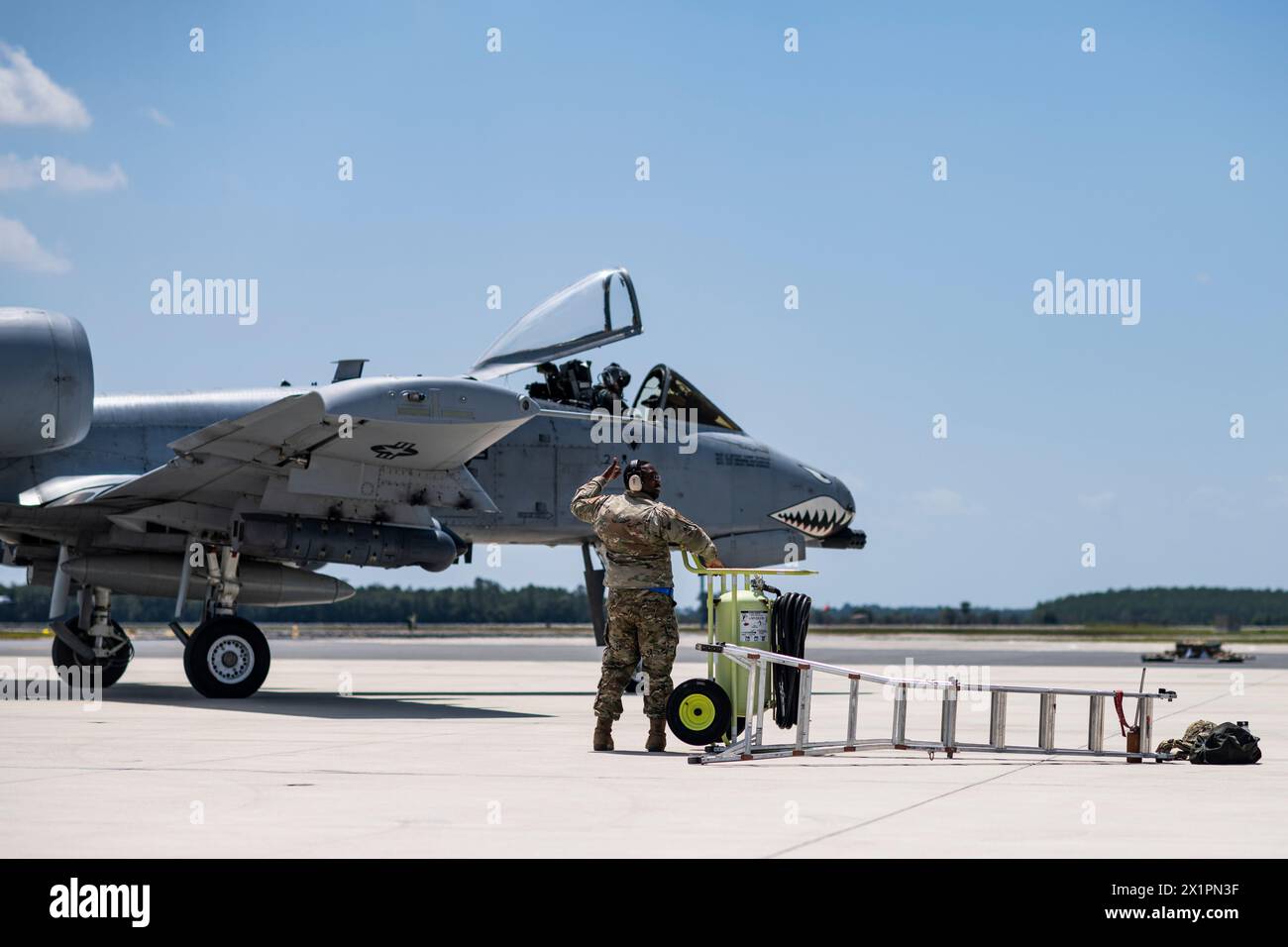 A U.S. Air Force pilot assigned to the 74th Fighter Squadron taxis an A ...