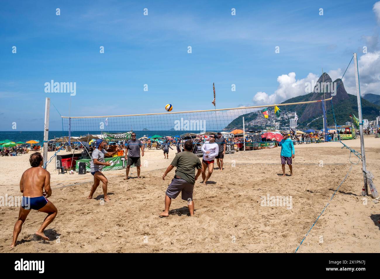 Local People Playing Beach Volleyball On Ipanema Beach, Ipanema, Rio de ...