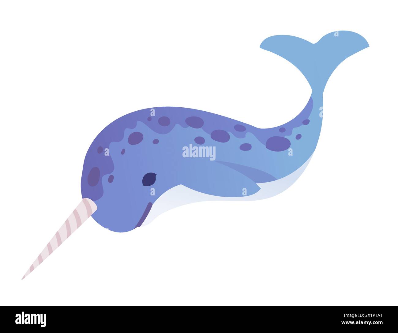 Cute narwhal mammal arctic animal with horn cartoon animal design ...
